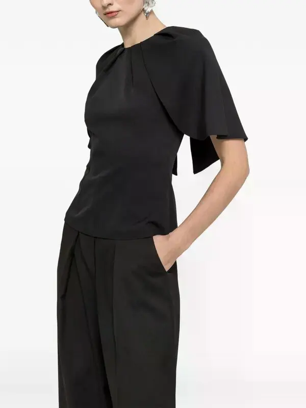 NISSA Cape Design Blouse - Black