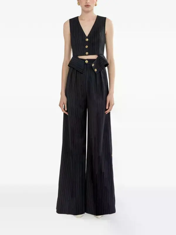 NISSA Pinstripe Button Palazzo Pants