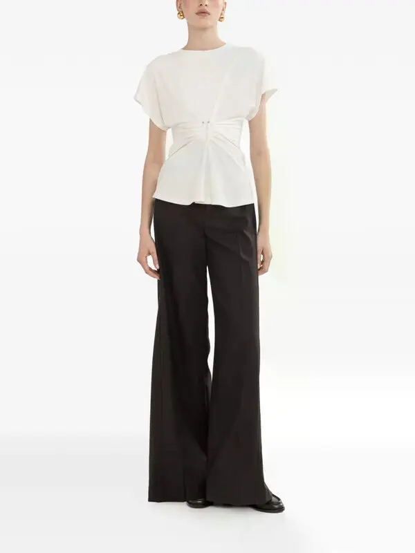 NISSA Wide-leg Linen Trousers - Black