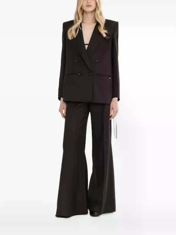 NISSA Wide-leg Linen Trousers - Black