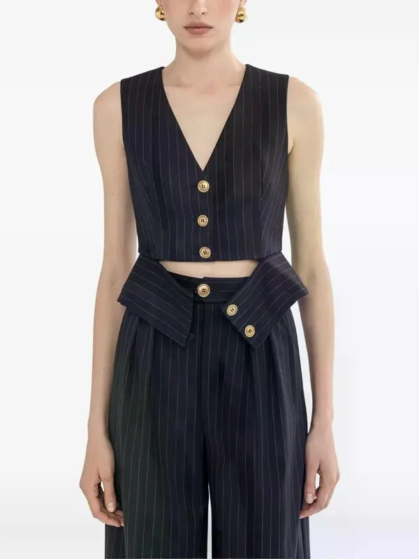 NISSA Single-breasted Pinstripe Waistcoat - Blue