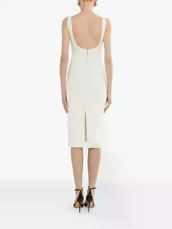 NISSA Lace Detail Crepe Midi Dress