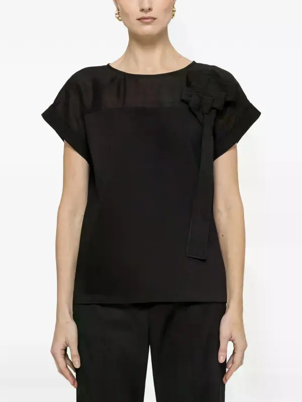 NISSA Bow Detail Blouse - Black