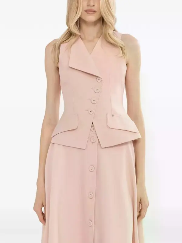 NISSA Button Detailed Tailored Vest - Pink