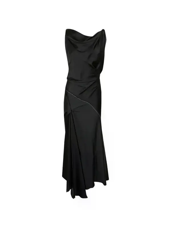 Victoria Beckham V-neck Ruffle Midi Dress - Black
