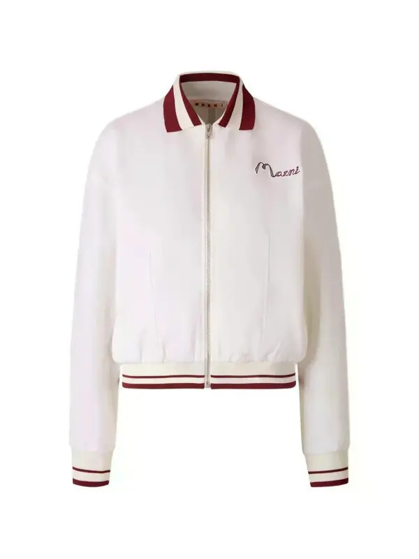 Marni Logo Embroidery Bomber Jacket - White