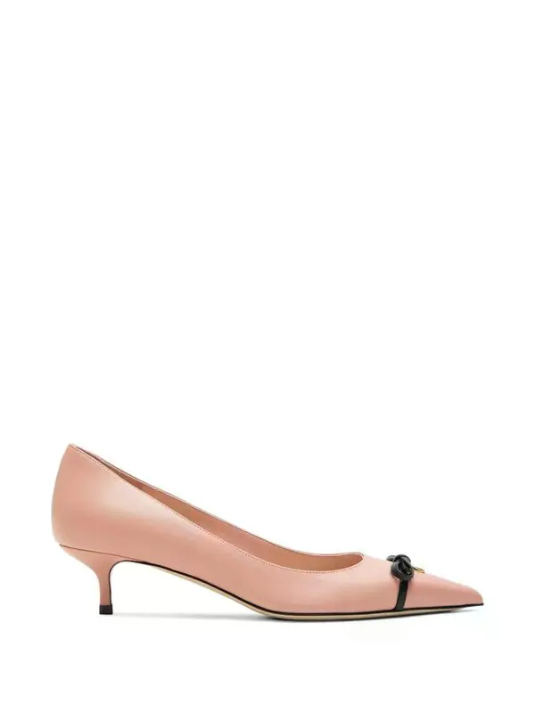 Valentino Garavani Pointy Bow Leather Pumps - Neutrals
