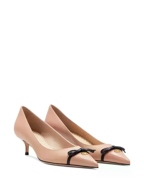 Valentino Garavani Pointy Bow Leather Pumps - Neutrals