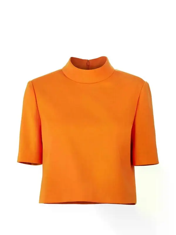 Carolina Herrera Short-sleeve Mock Neck Top - Orange