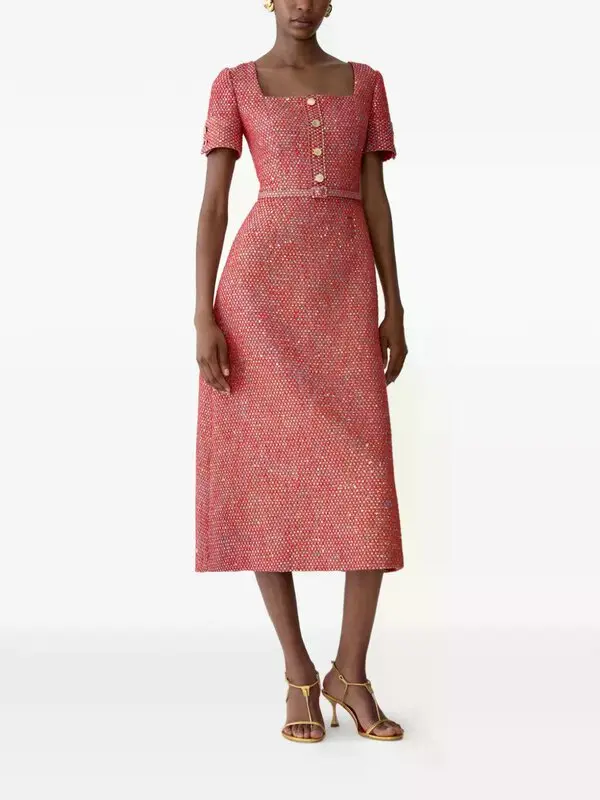 Carolina Herrera Lurex Tweed A-line Midi Dress