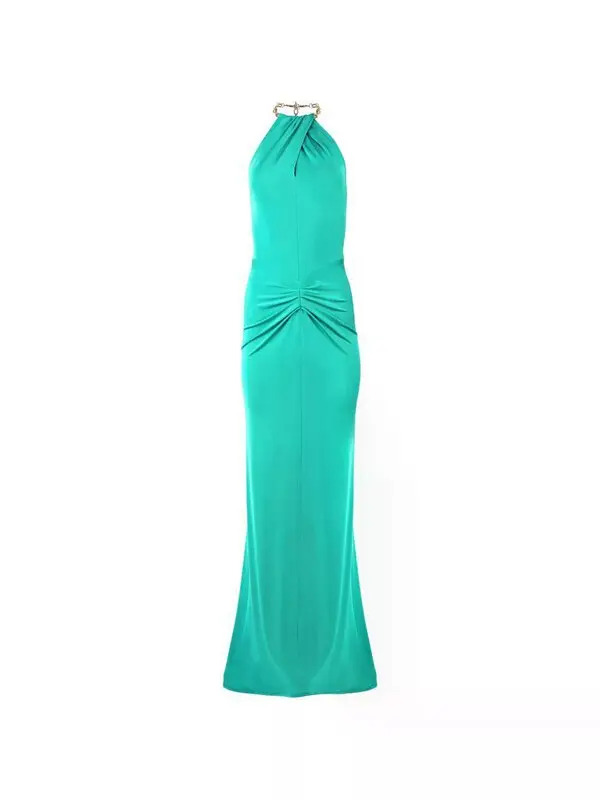 Carolina Herrera Halterneck Draped Gown - Green