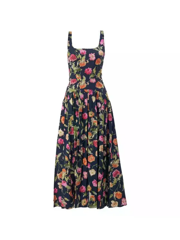 Carolina Herrera Floral Midi Dress - Blue
