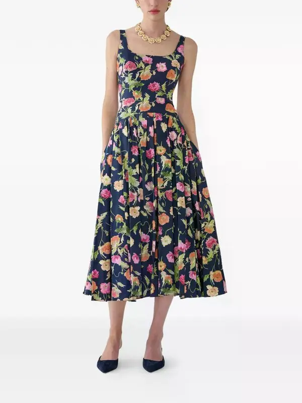 Carolina Herrera Floral Print Midi Dress