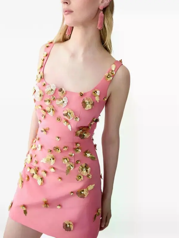 Carolina Herrera Floral-embellished Mini Dress - Pink
