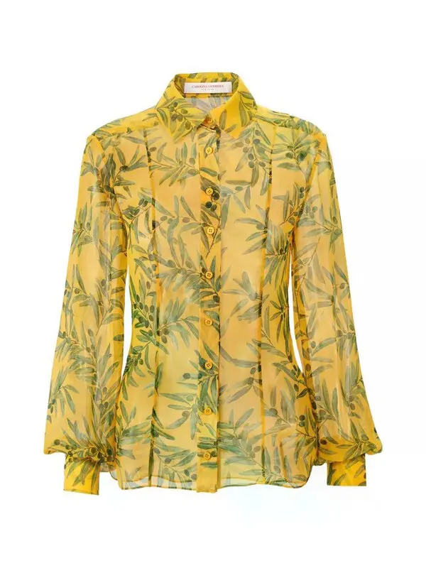 Carolina Herrera Olive Branch-print Shirt - Yellow
