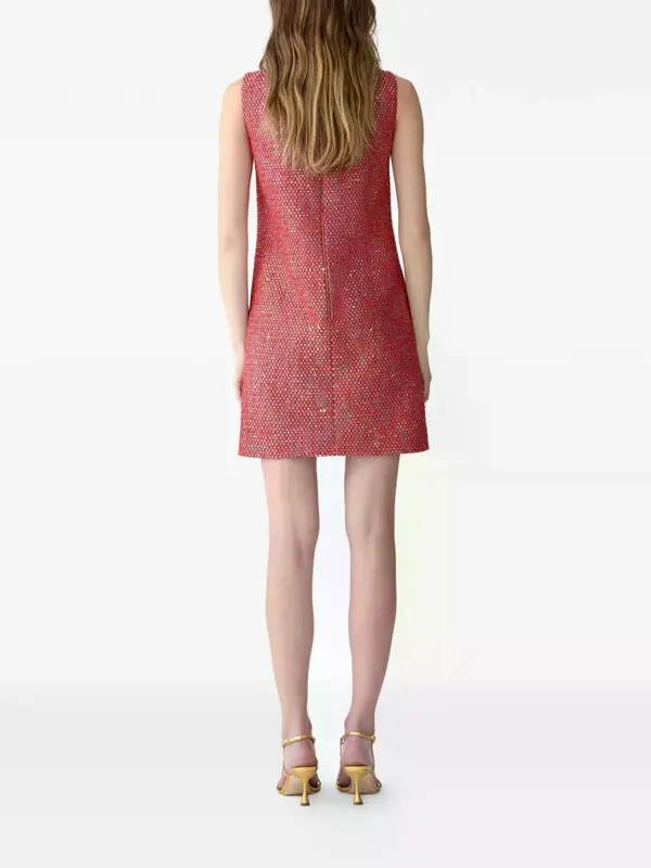 Carolina Herrera Lurex Tweed Mini Shift Dress - Red