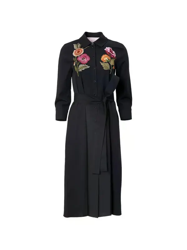 Carolina Herrera Embroidered Shirt Dress With Belt - Black