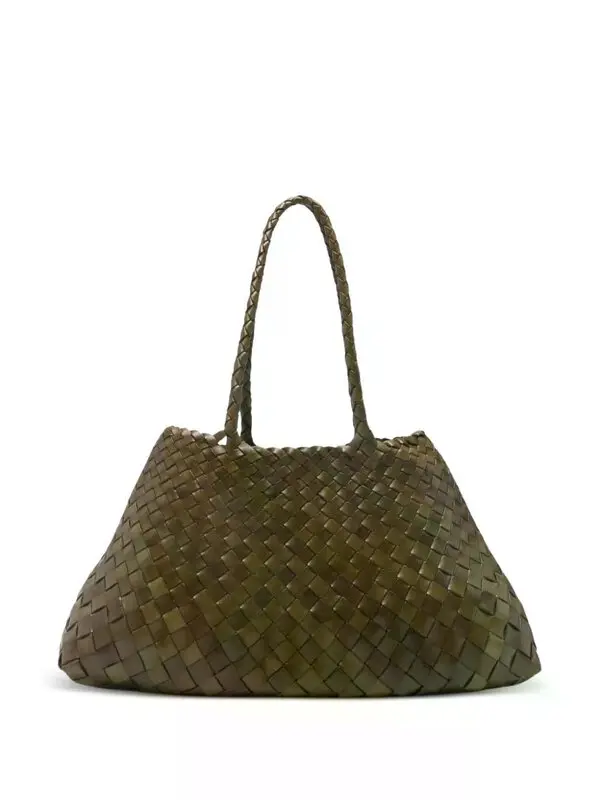 Dragon Diffusion Large Santa Croce Woven-design Shoulder Bag - Green