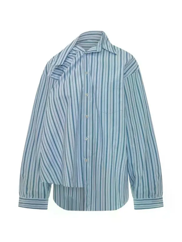 A PAPER KID Striped Pocket Shirt - Blue