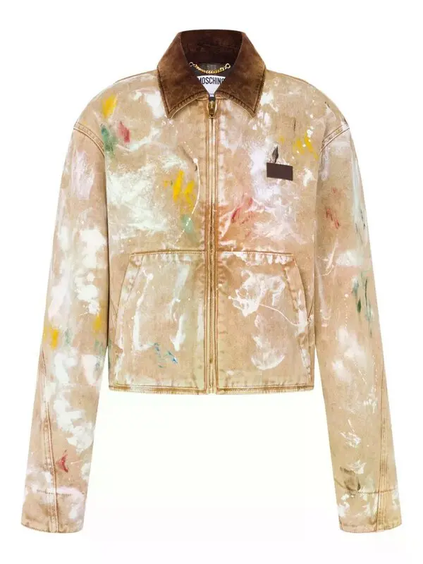 Moschino Paint-splatter Corduroy-collar Jacket - Neutrals