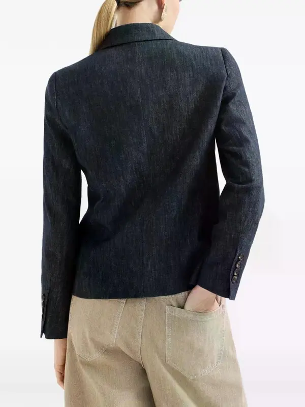 Brunello Cucinelli Cotton Twill Blazer With Monili Detail - Blue