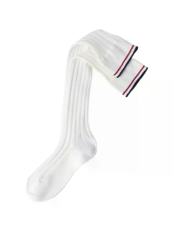 Brunello Cucinelli Cotton Rib Knit Socks With Stripes - White