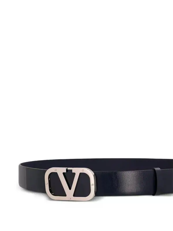 Valentino Garavani Logo-plaque Leather Belt - Black