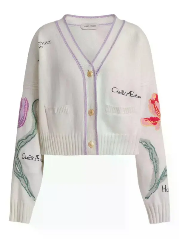 Alberta Ferretti Floral Embroidered Cardigan - Neutrals