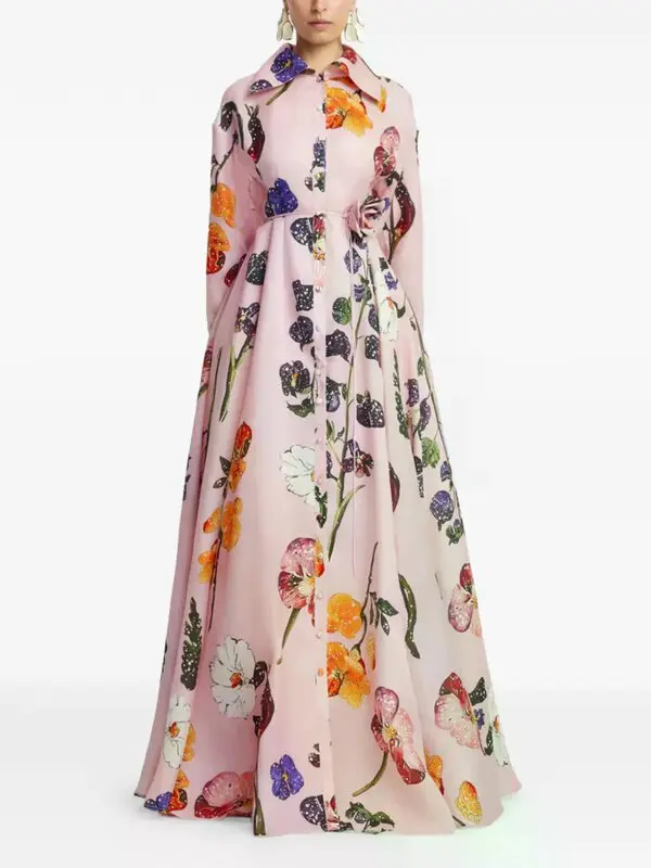 LEO LIN Josephine Floral-print Button Maxi Dress - Pink