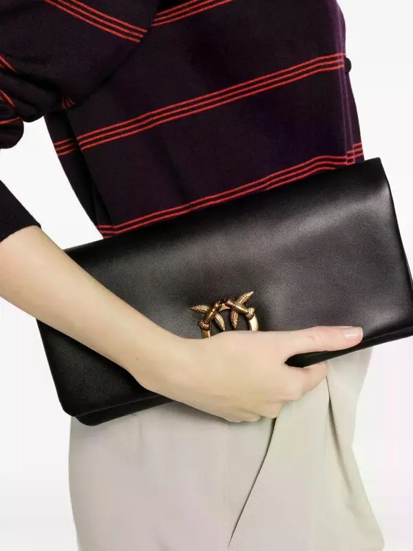 Pinko Medium Love Bag Click Soft Horizontal Clutch - Black