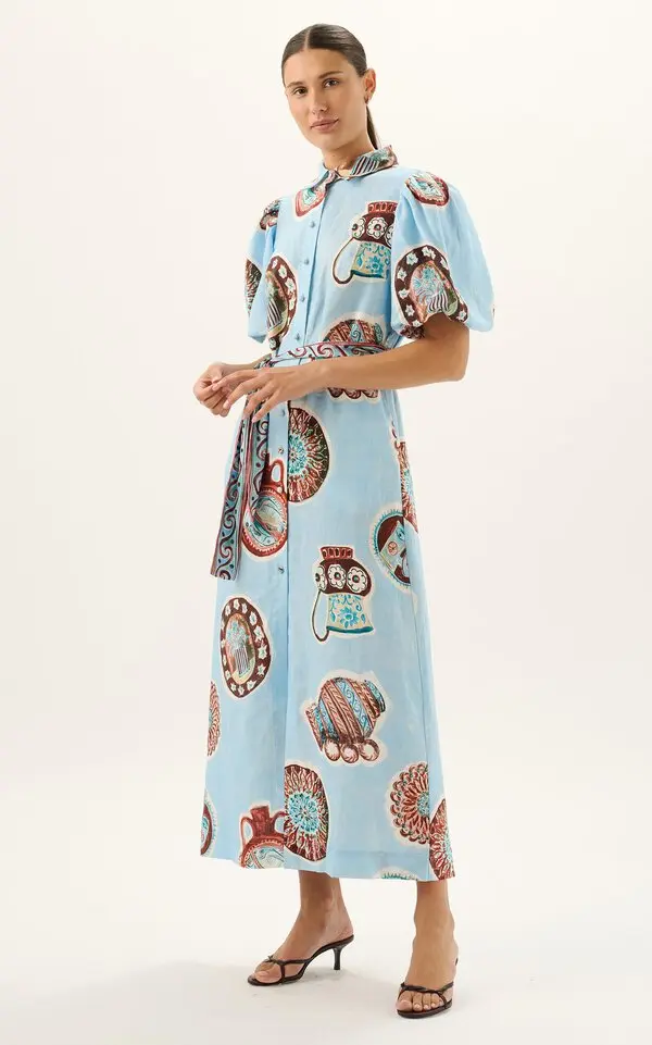 ROAME Berkley Button-front Linen Maxi Dress