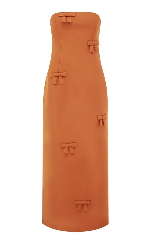 LEO LIN Rayna Bow Bustier Maxi Dress - Orange