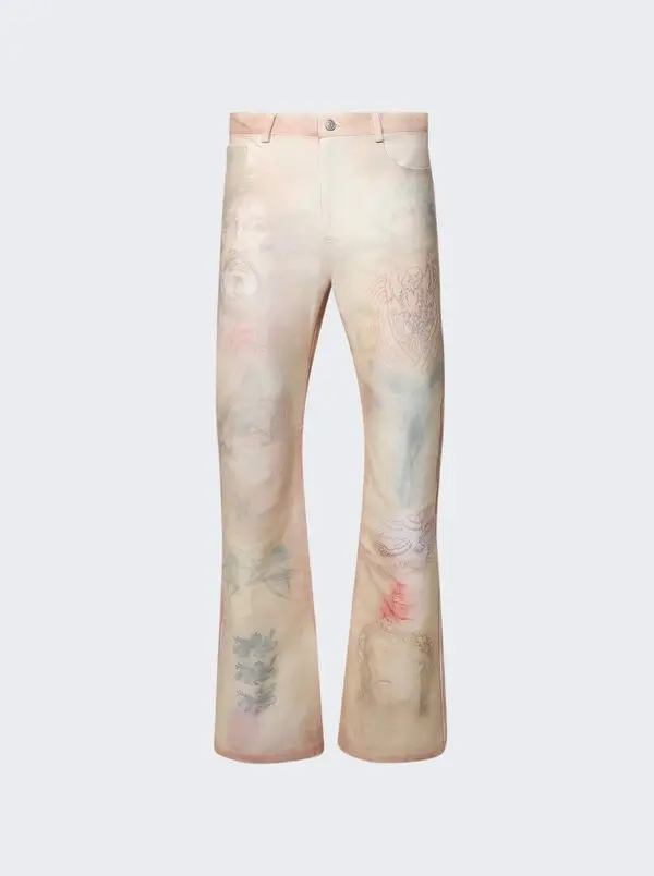 LA MASKARADE Printed Leather Straight Leg Pants