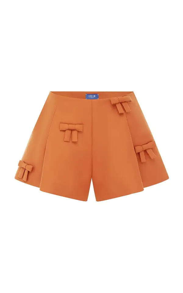 LEO LIN Abby Bow Shorts - Orange