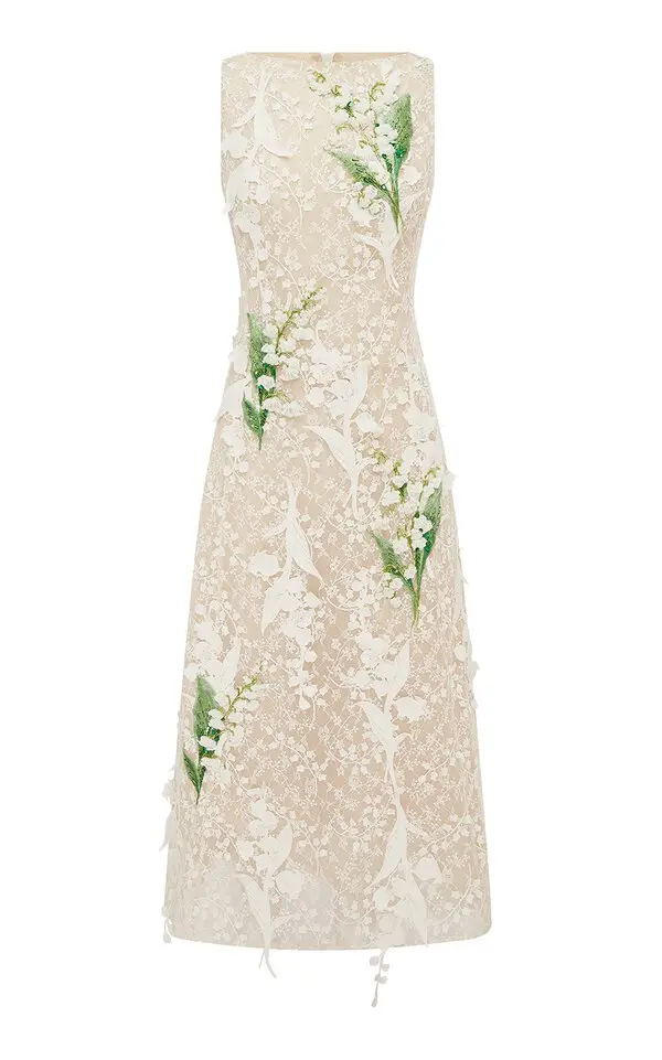 LEO LIN Cleo Embellished Lace Midi Dress