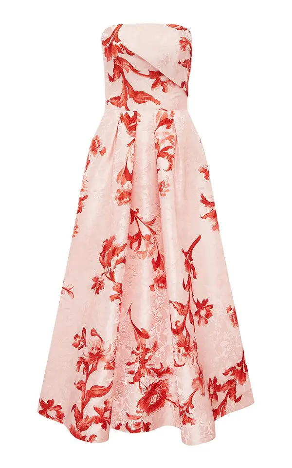 LEO LIN Lynn Jacquard Bustier Midi Dress - Light Pink