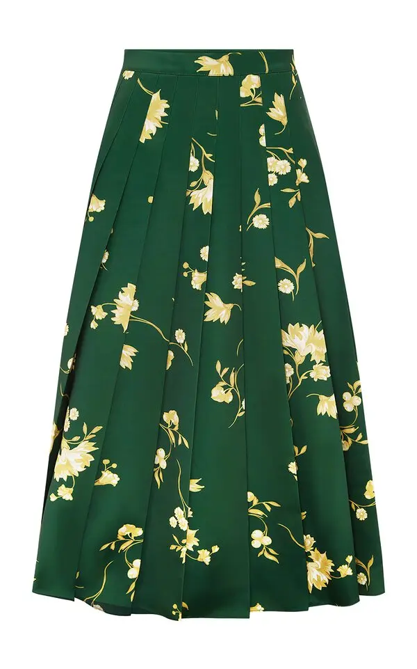 LEO LIN June Pleated Maxi Skirt - Dark Green