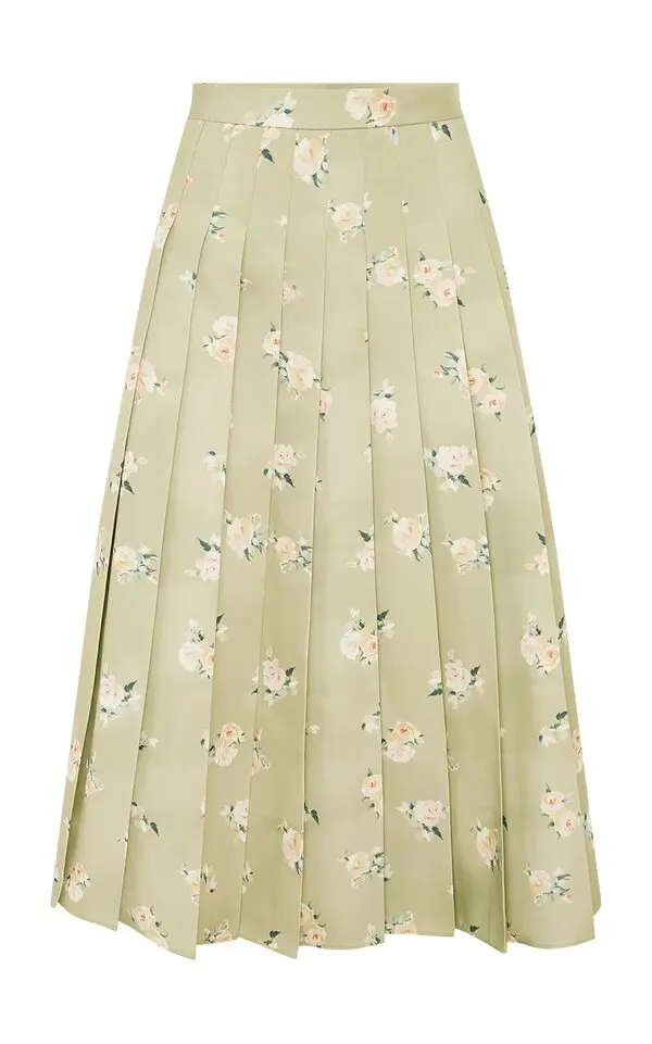 LEO LIN June Pleated Maxi Skirt - Green