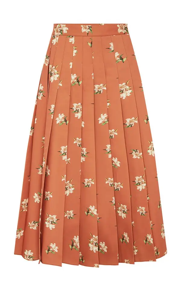 LEO LIN June Pleated Maxi Skirt - Orange