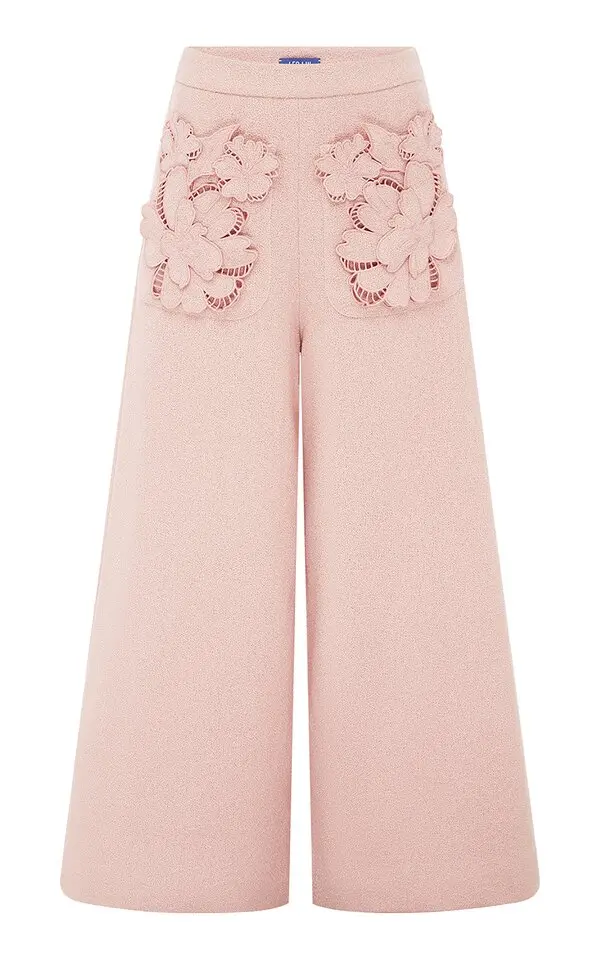 LEO LIN Christina Applique Tweed Pants - Pink