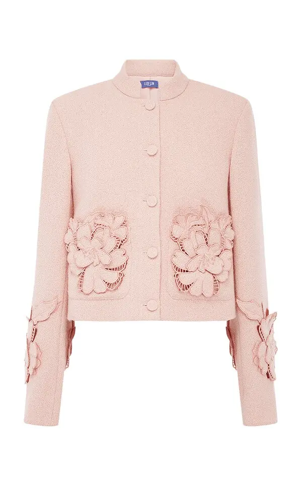 LEO LIN Blythe Applique Tweed Jacket - Dusty Pink