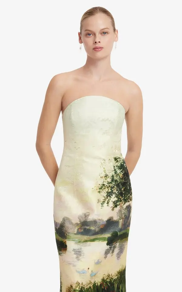 LEO LIN Ava Jacquard Bustier Maxi Dress - Print