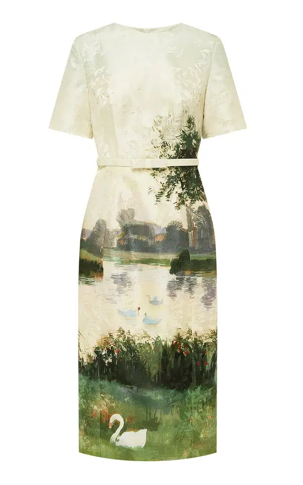 LEO LIN Elizabeth Jacquard Midi Dress