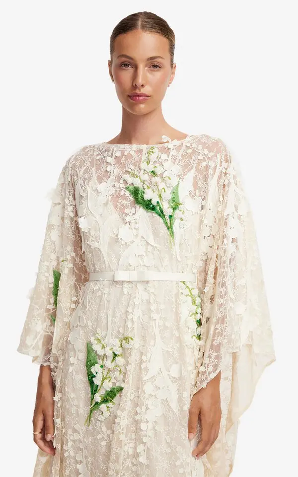 LEO LIN Willow Embellished Lace Kaftan Maxi