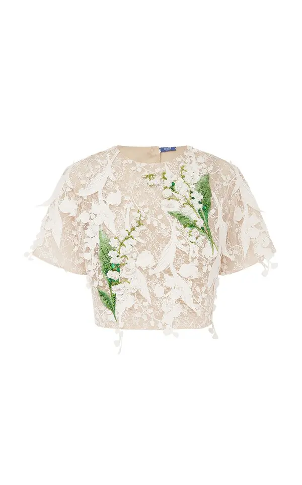 LEO LIN Indie Embellished Lace Top - Off-white