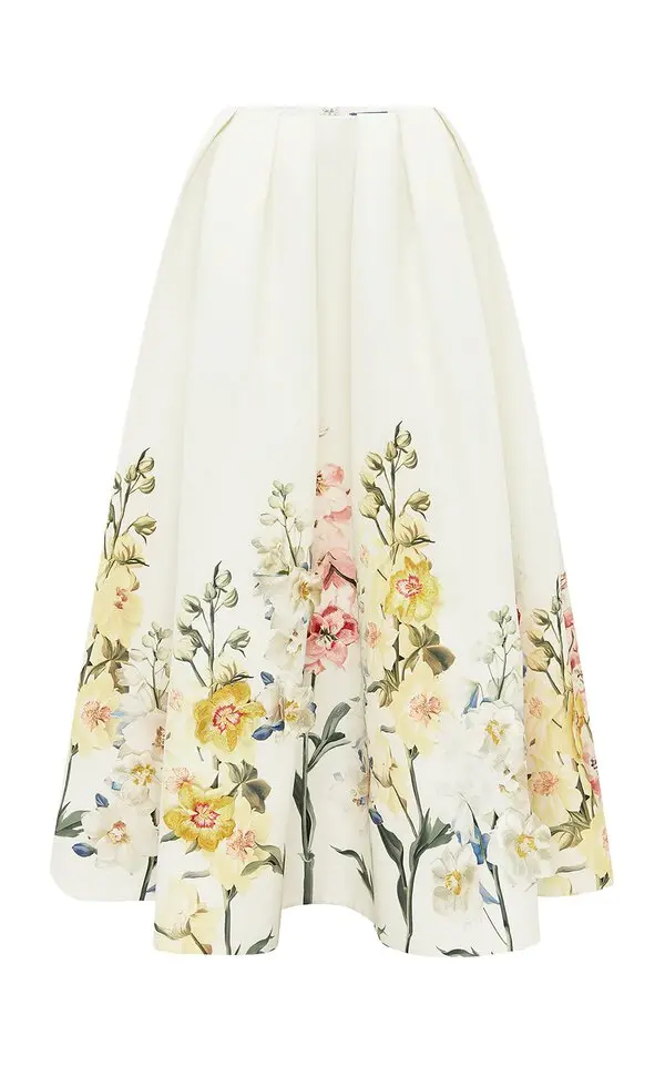 LEO LIN Victoria Embroidered Puff Maxi Skirt - Off-white