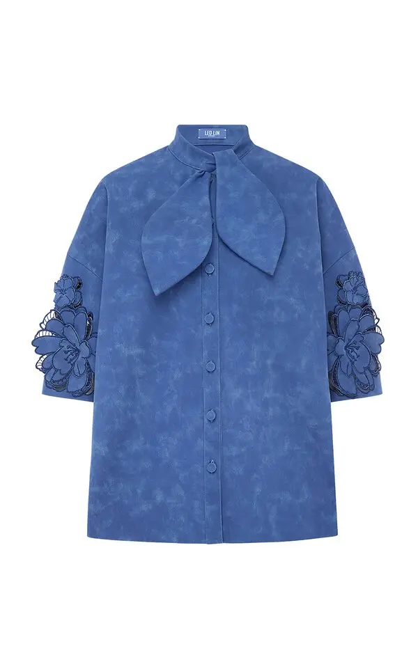 LEO LIN Brooklyn Applique Vegan Suede Bow Top