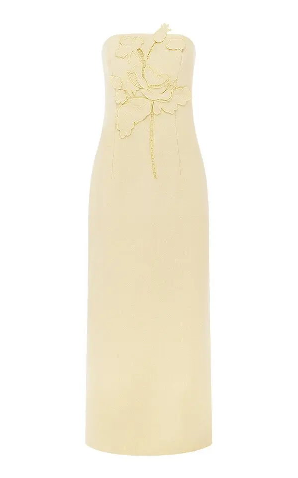 LEO LIN Rayna Applique Tweed Maxi Dress - Yellow
