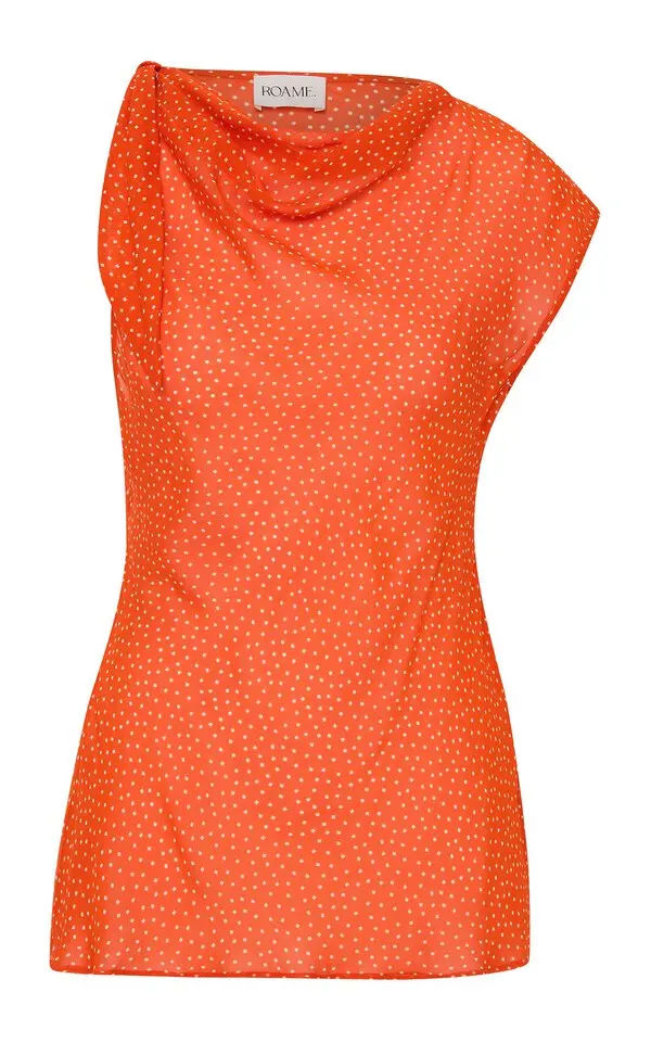 ROAME Meredith Asymmetrical Cowl Neck Top - Orange