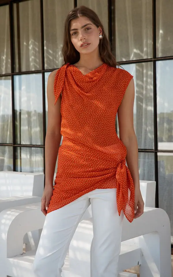 ROAME Meredith Asymmetrical Cowl Neck Top